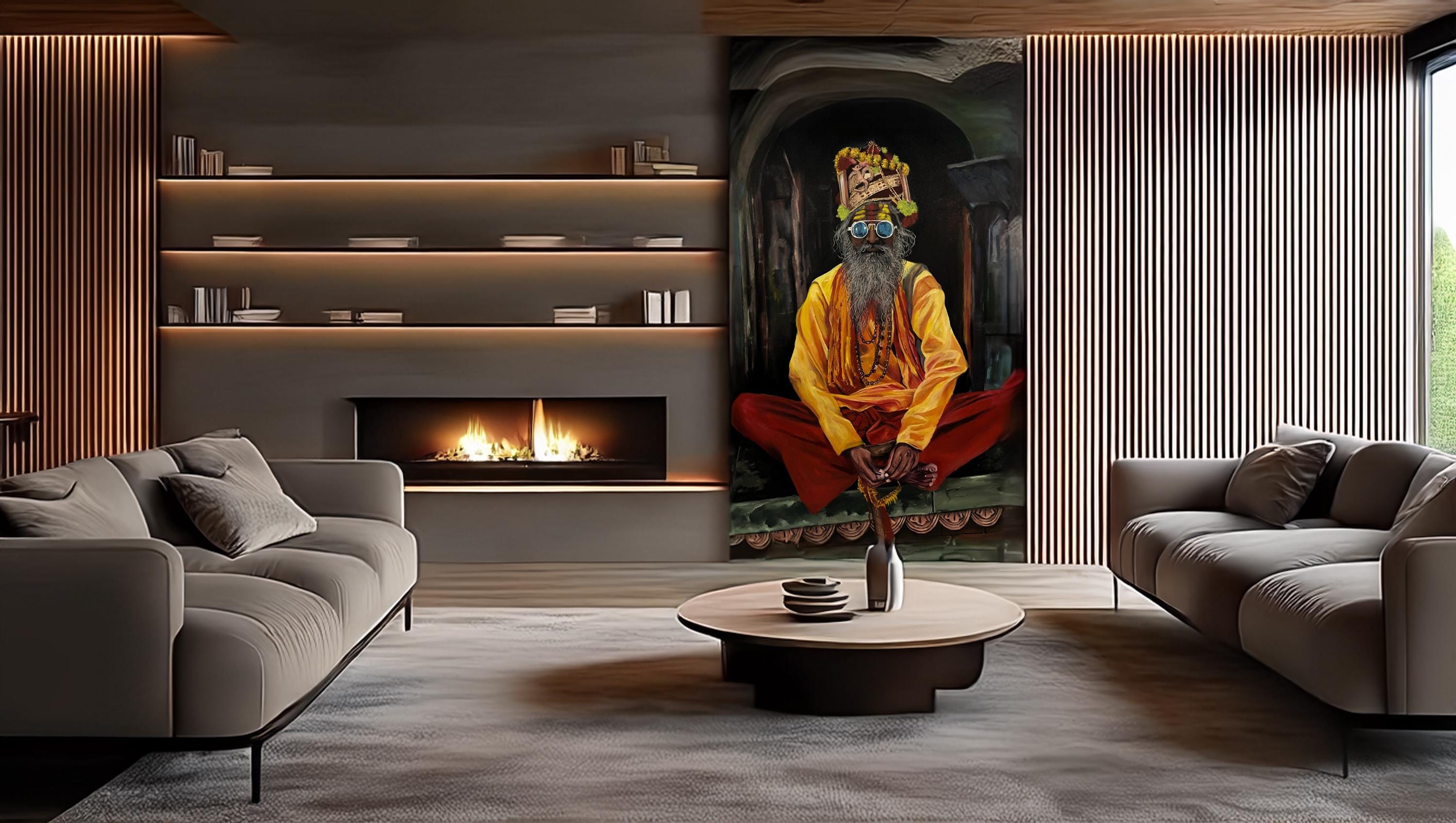 Large Original Pujari Paintings on Canvas Beige Oil Painting Modern ...