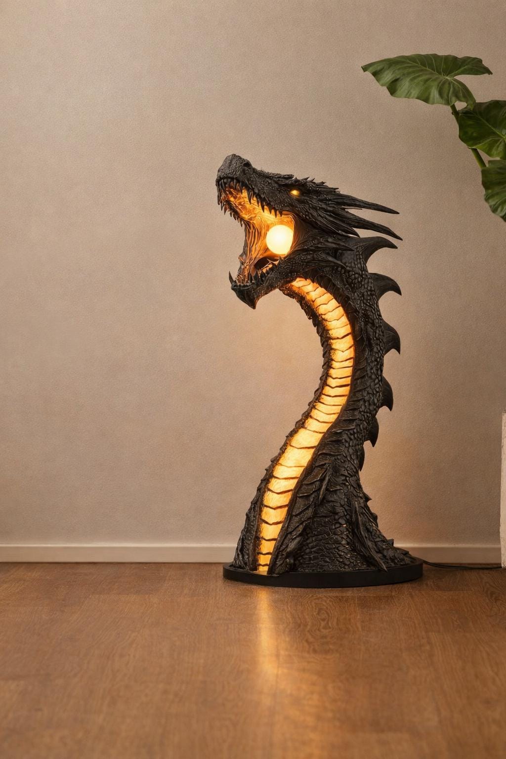 Fire-breathing Dragon Light Sculpture Gothic Home Decor, Fantasy Lamp ...