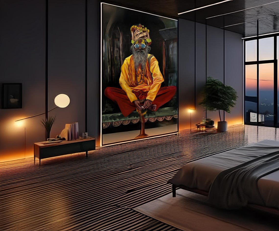 Large Original Pujari Paintings on Canvas Beige Oil Painting Modern ...