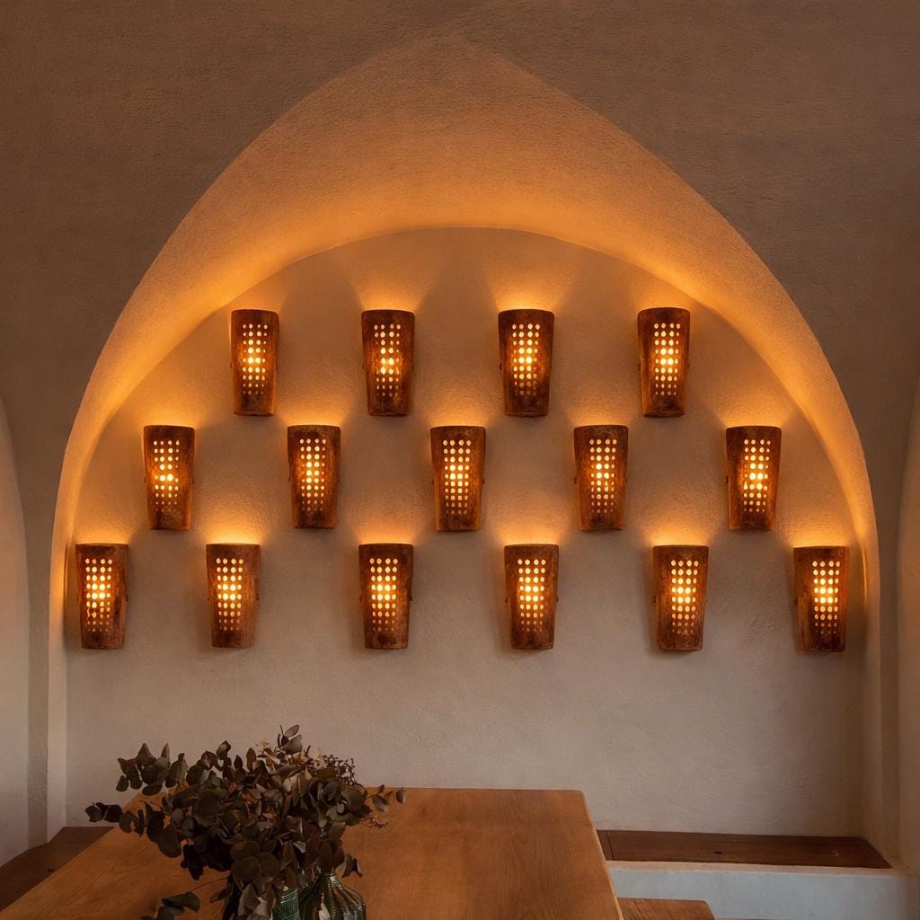 Handcrafted Terracotta Wall Light – Artisan Clay Sconce | Wabi-sabi ...