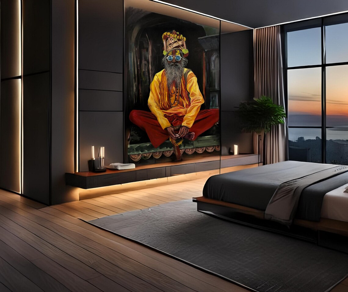Large Original Pujari Paintings on Canvas Beige Oil Painting Modern ...