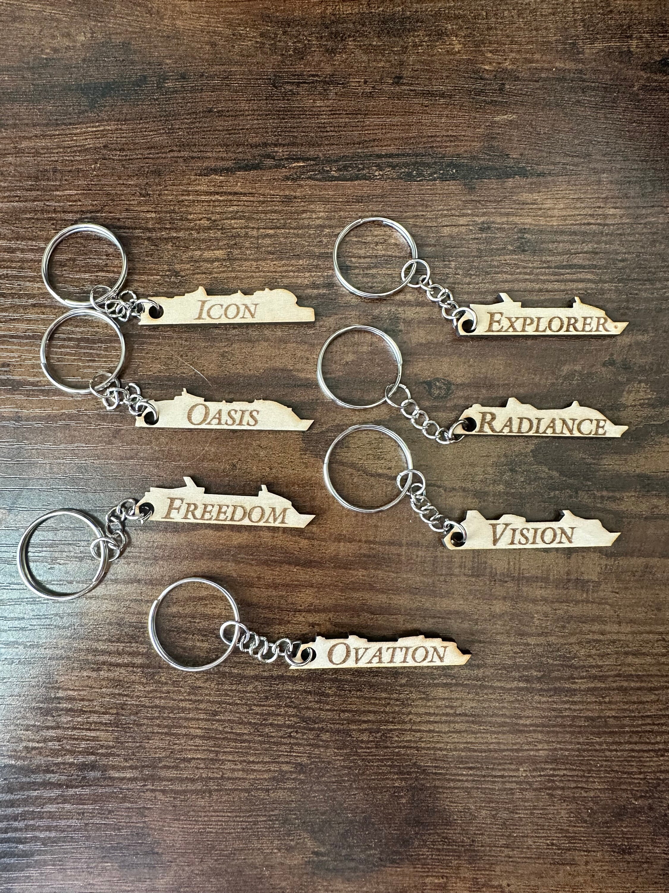 Royal Caribbean Ship Keychain Made of Wood: Icon, Oasis, Quantum ...