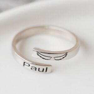 Angel Name Ring , Hug Ring , Double Name Ring , Gift for Woman ...