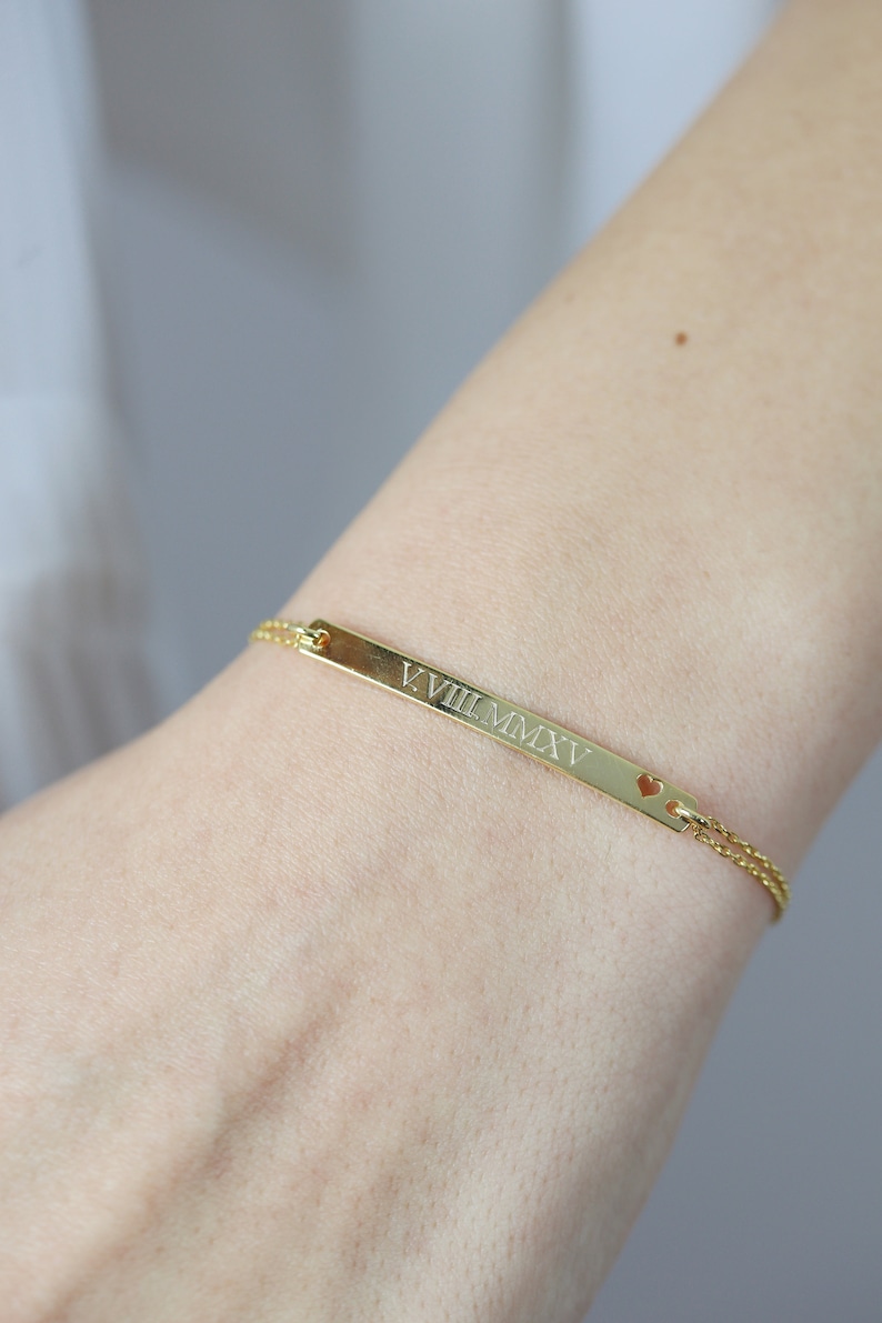 Roman Numeral Bracelet Morse Code Bracelet Engraved - Etsy