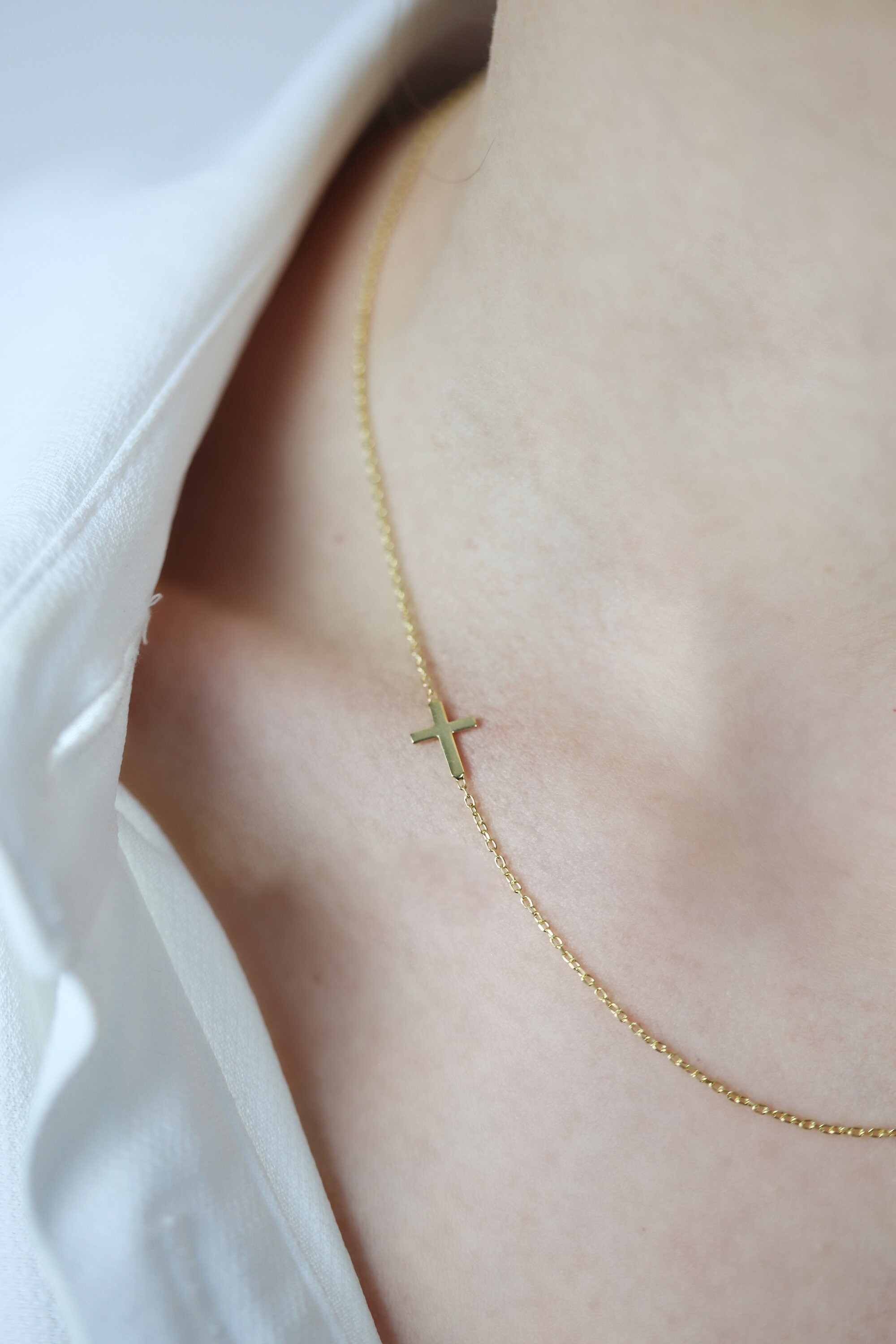 Cross Necklace Cross Letter Necklace Religious Necklace - Etsy