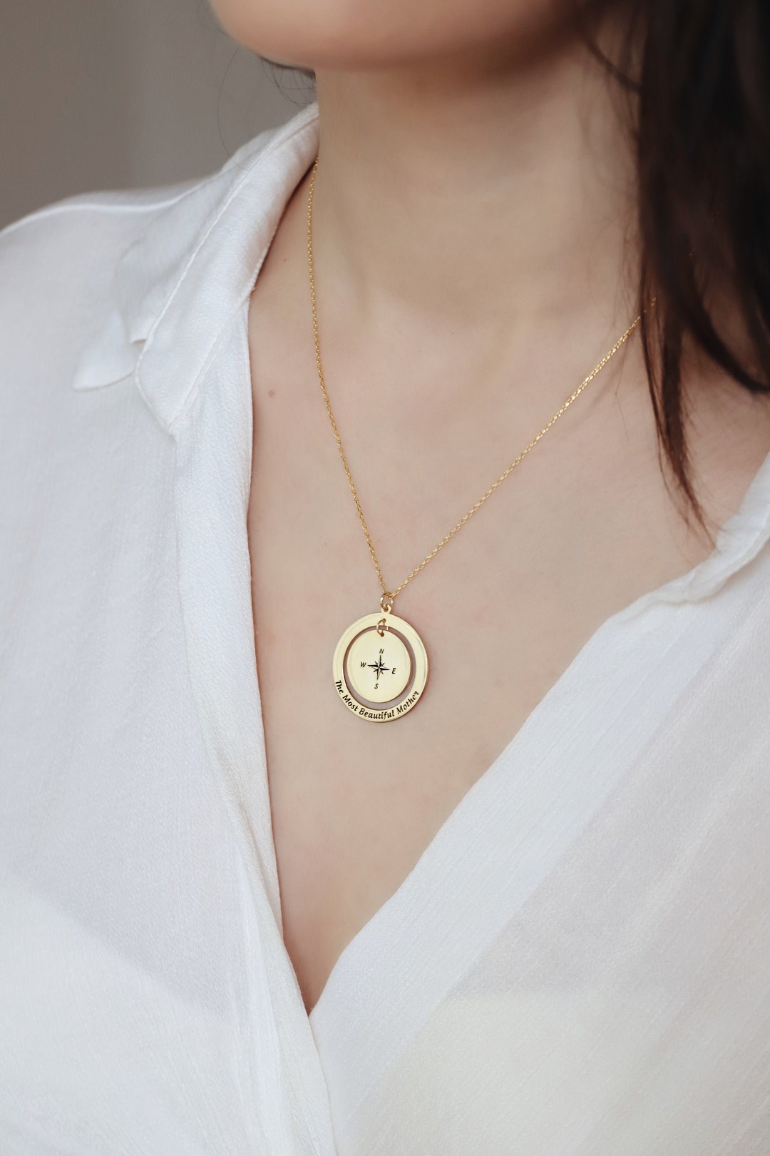 Personalized Compass Necklace , Engraved Compass Necklace , Coordinate ...