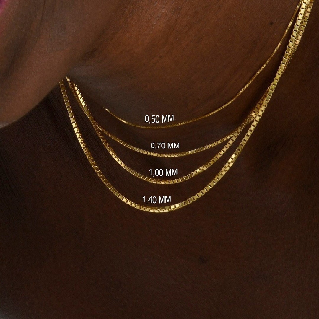 Gold Plated Box Chain Necklace , Box Chain , Dainty Chain Necklace ...