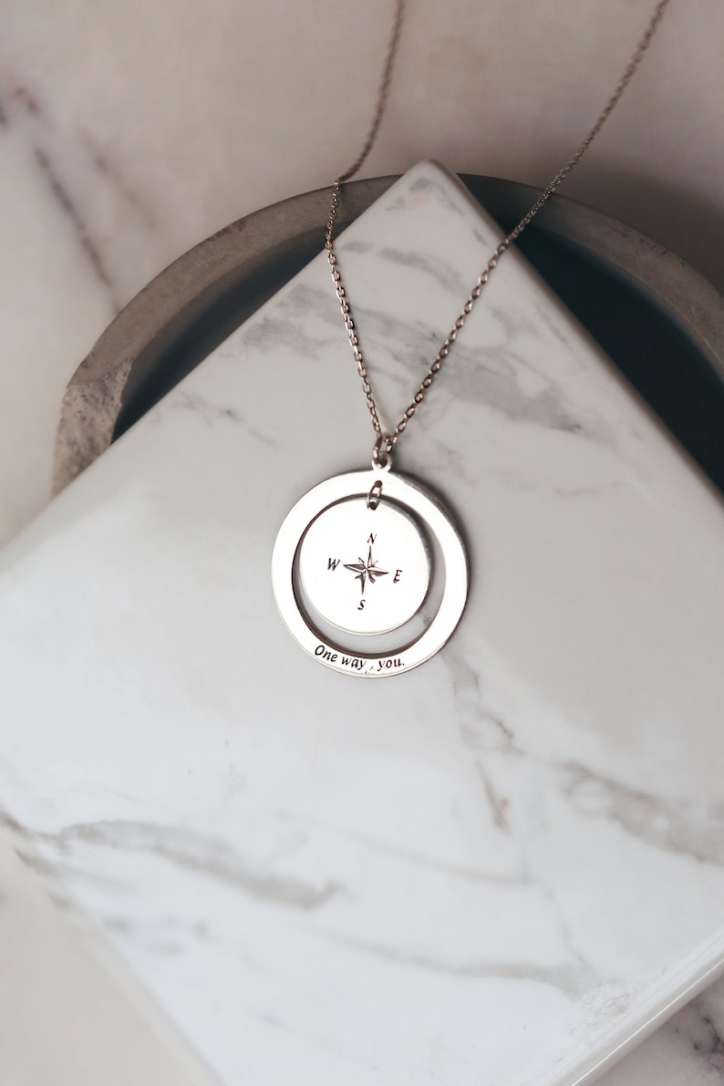 Personalized Compass Necklace , Engraved Compass Necklace , Coordinate ...