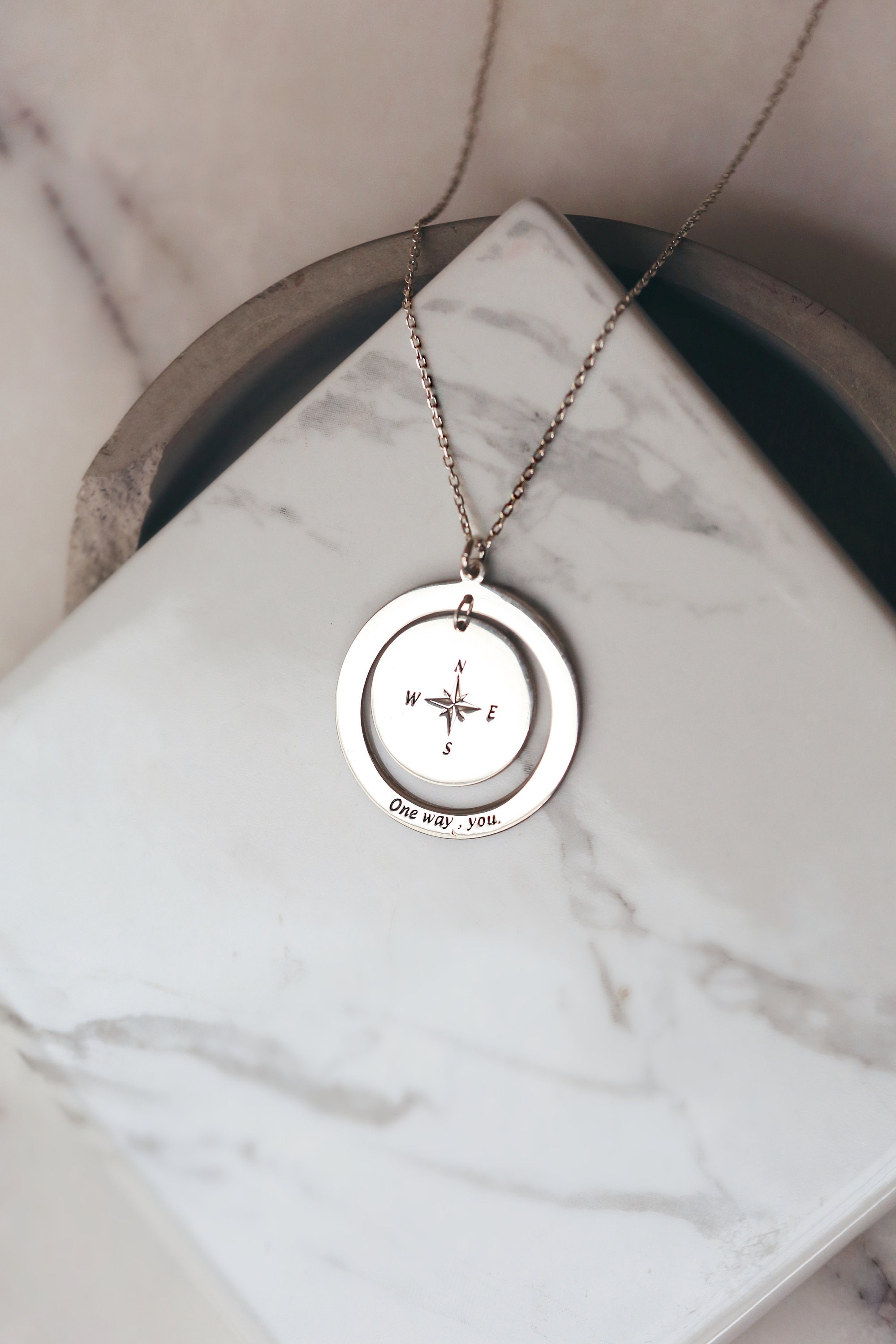 Personalized Compass Necklace , Engraved Compass Necklace , Coordinate ...