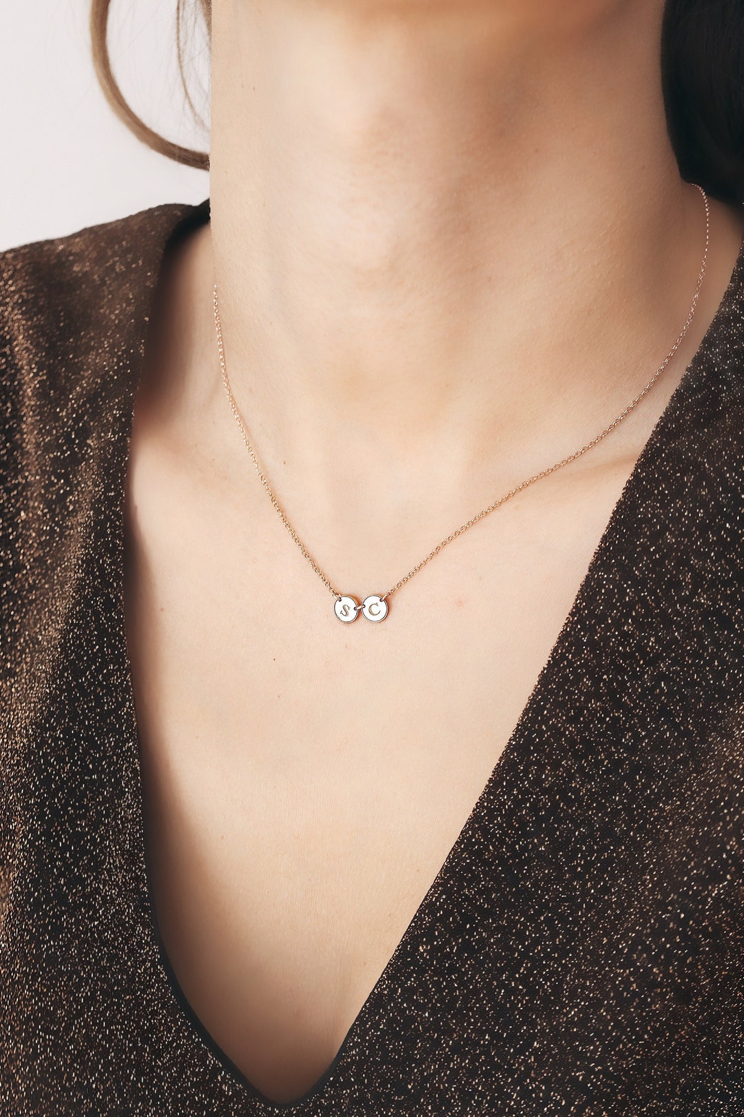 Tiny Disc Letters , Letters Necklace ,personalized Silver Jewelry ...