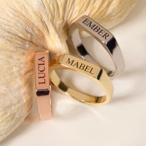 Personalized Name Ring – Dainty Minimalist Engraved Band – Custom Name ...