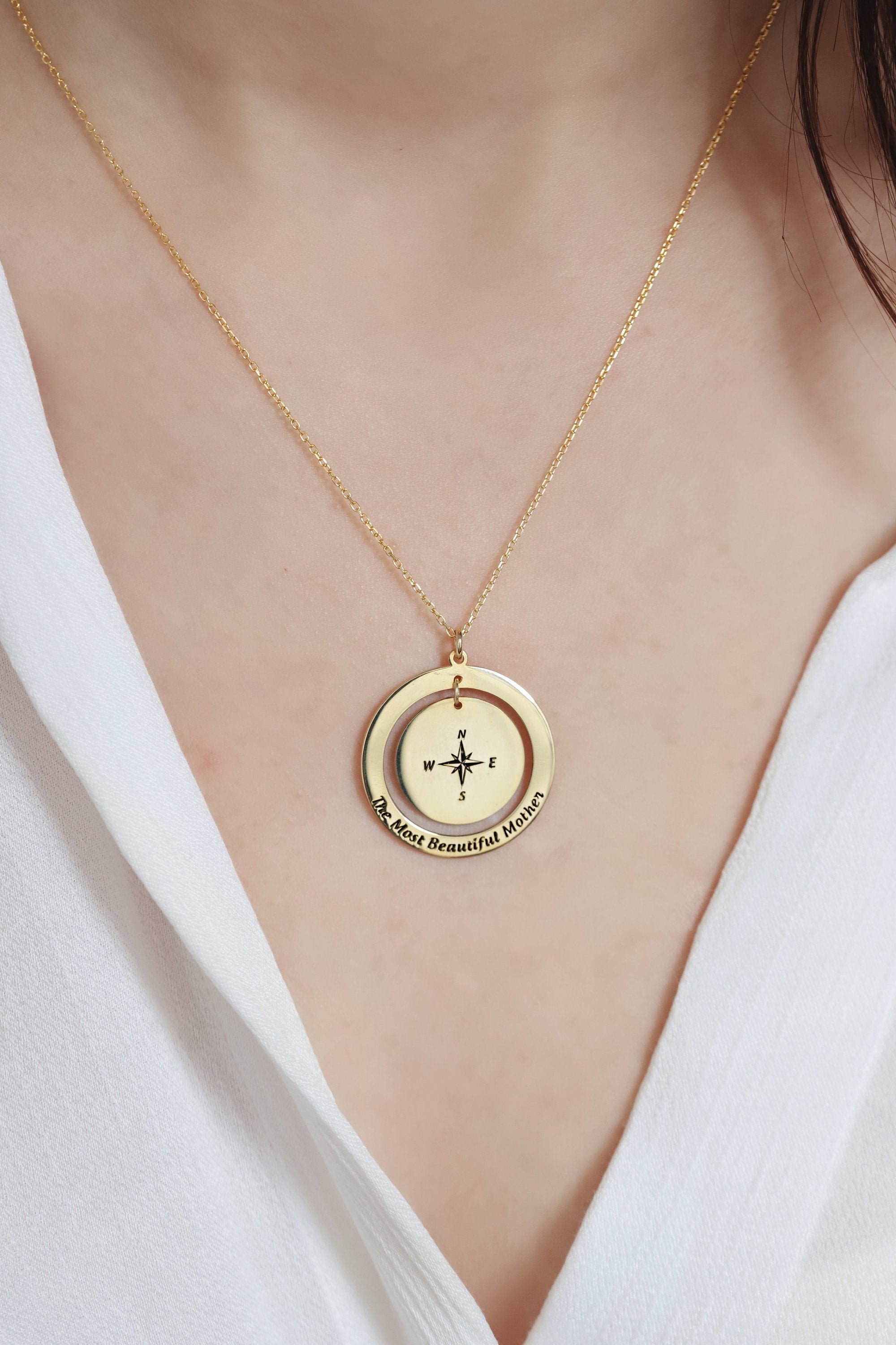 Personalized Compass Necklace , Engraved Compass Necklace , Coordinate ...