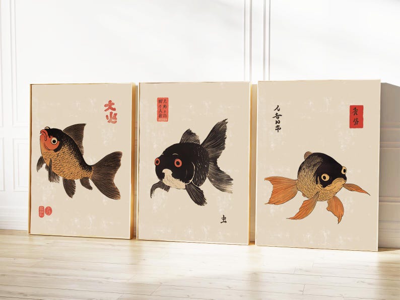Matsumoto Hoji Koi Fish Print Set: Japanese Ink Art, Set of 3 - Etsy