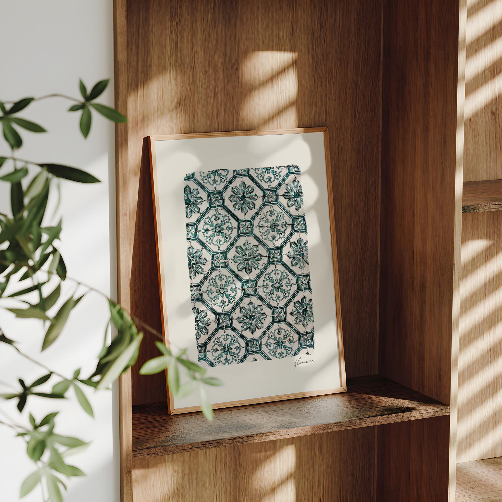 Florence Tile Watercolor Print, Italian Ceramic Pattern Wall Art ...