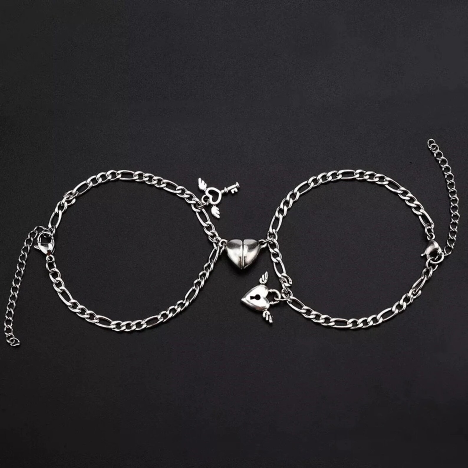 2pcs Couples Bracelet Heart Key Lock Magnetic Friendship - Etsy
