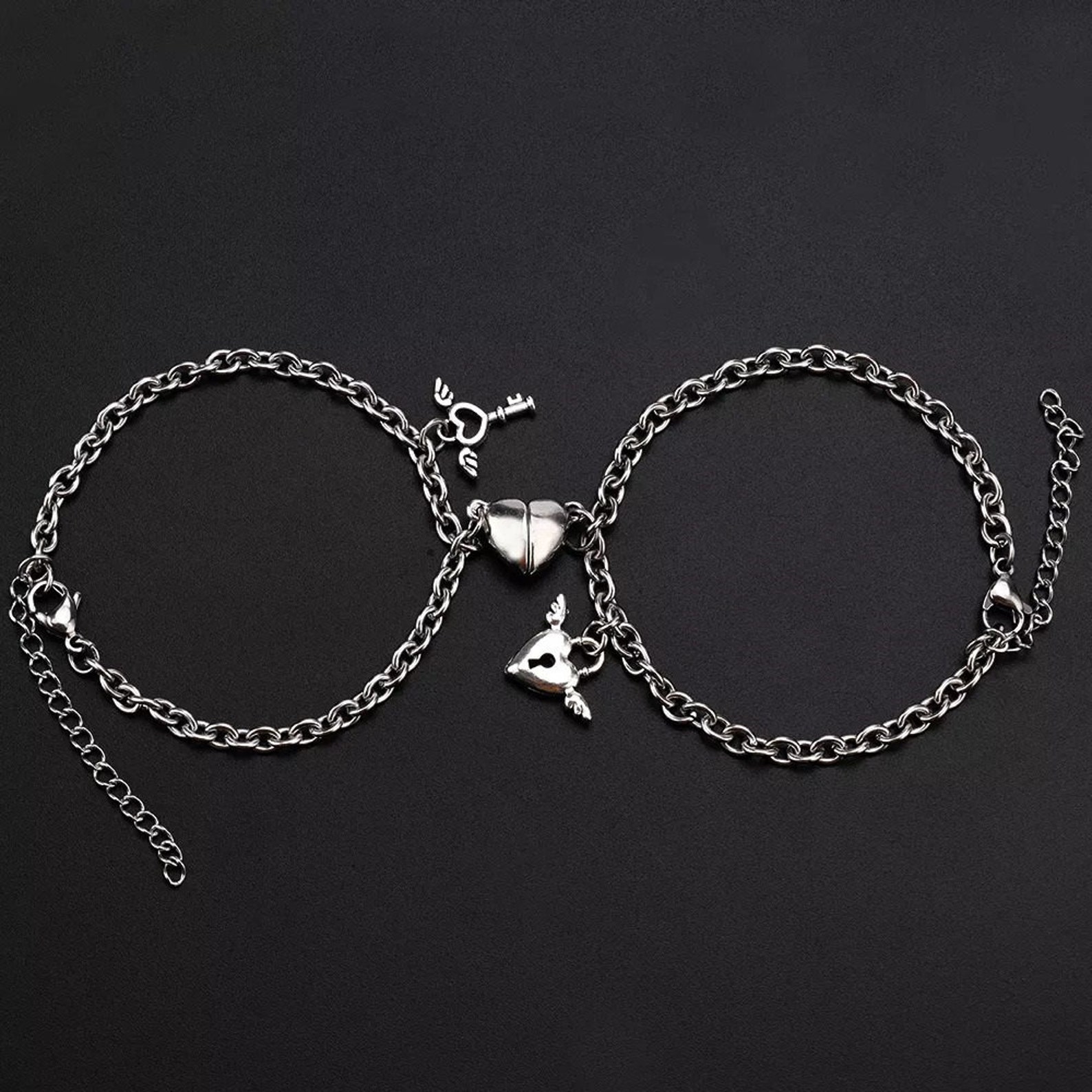 2pcs Couples Bracelet Heart Key Lock Magnetic Friendship - Etsy
