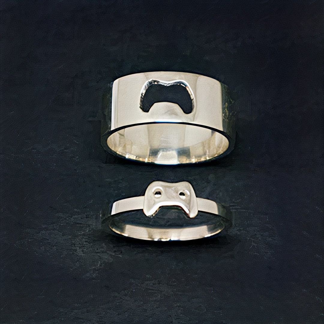 Silver Couple Rings Set Unique Game Console Couples Rings for Women ...