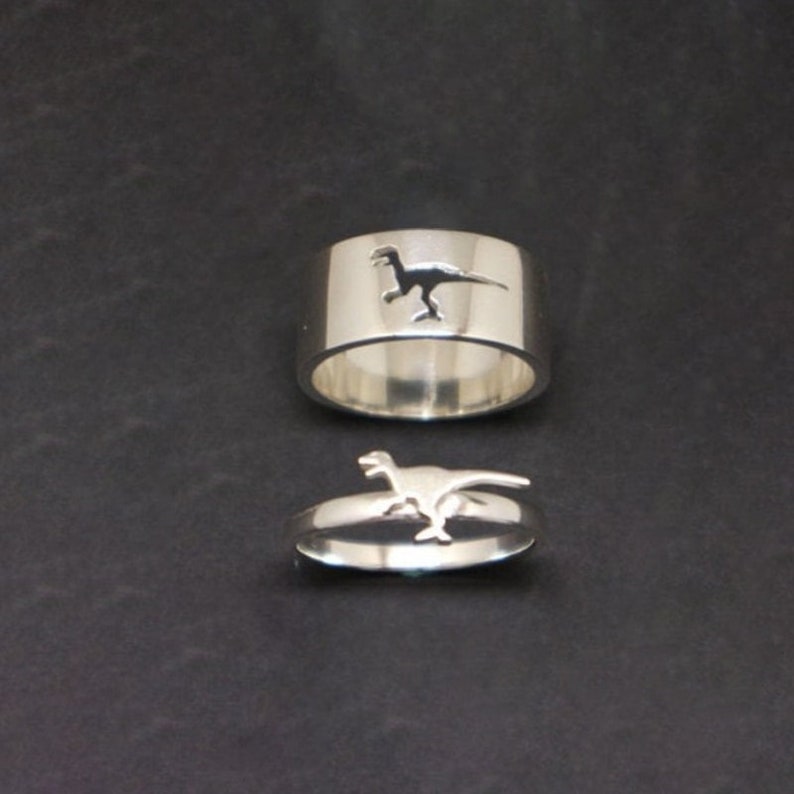 Silver Couple Rings Set Dinosaur Shape Couple's Rings for - Etsy