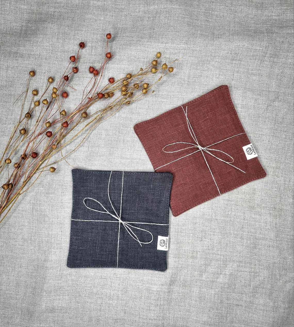 Linen Coaster | Stone Washed Linen Coasters | 100 % Linen Coasters ...