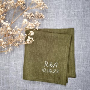 Embroidered Natural Linen Handkerchief | Soft Linen Pocket Square ...