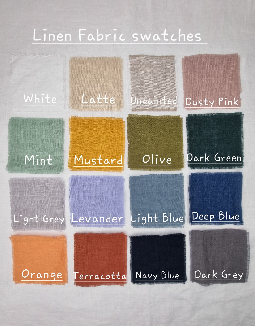 Linen Fabric Samples / 16 Colors Softened Linen Swatches / Washed Flax ...