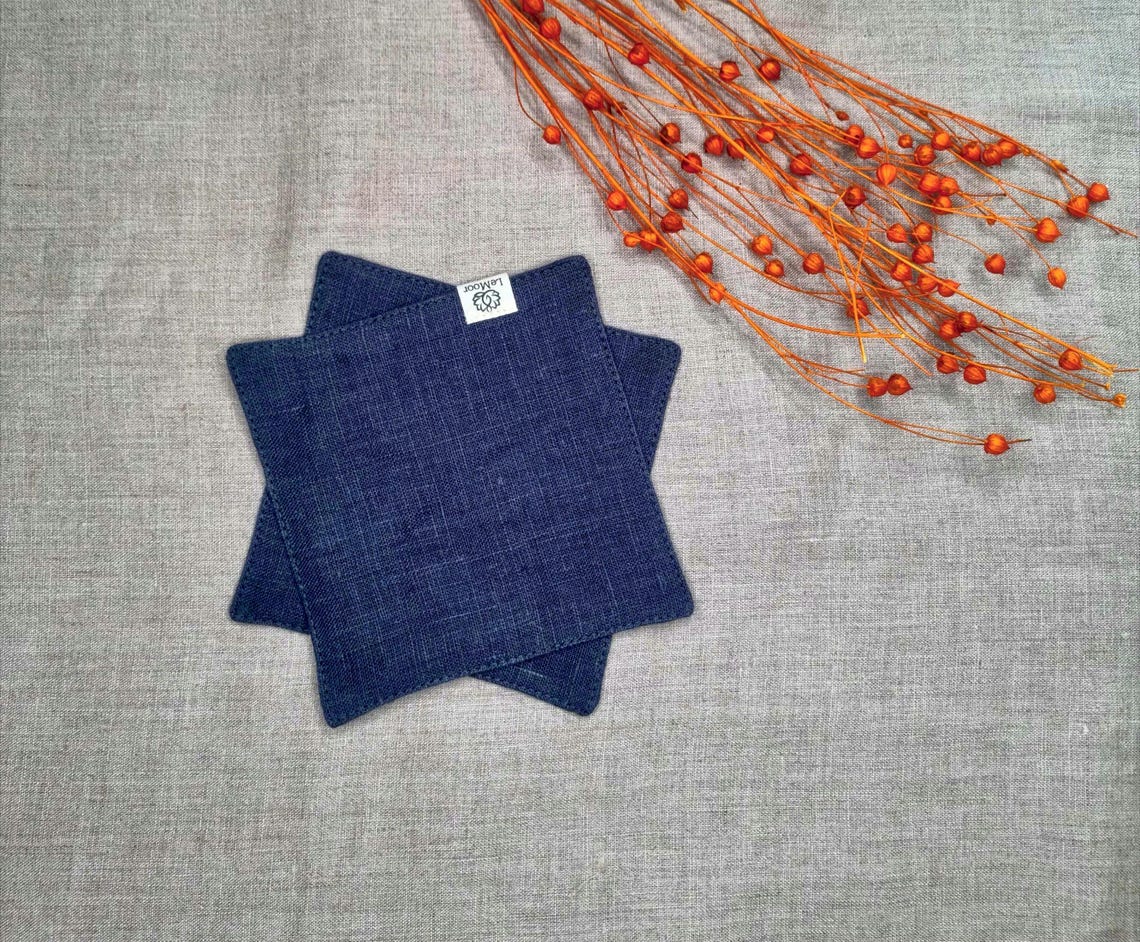Linen Coaster | Stone Washed Linen Coasters | 100 % Linen Coasters ...