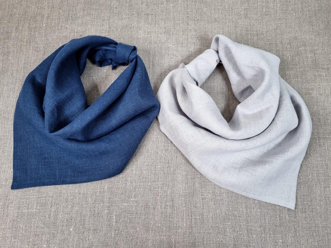 Linen Bandana, Linen Neckerchief, Linen Neck Scarf, Neckband Versatile Accessory for Women & Men ...