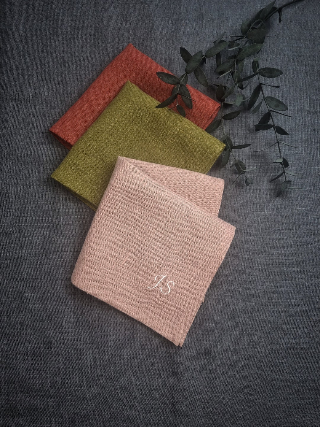 Embroidered Natural Linen Handkerchief | Soft Linen Pocket Square ...