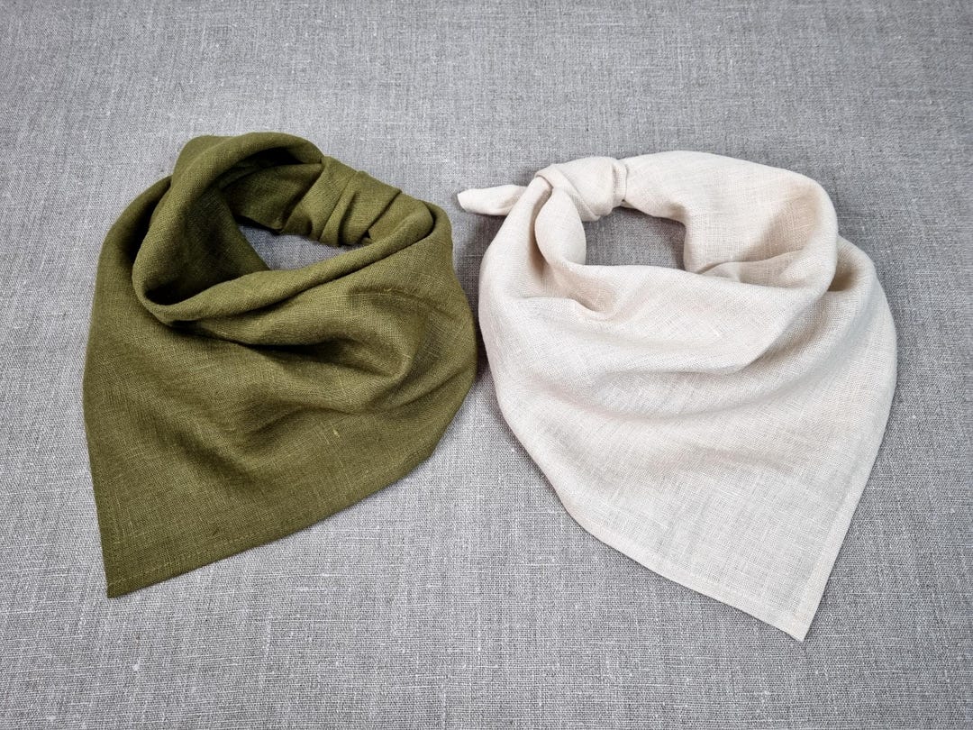Linen Bandana, Linen Neckerchief, Linen Neck Scarf, Neckband ...