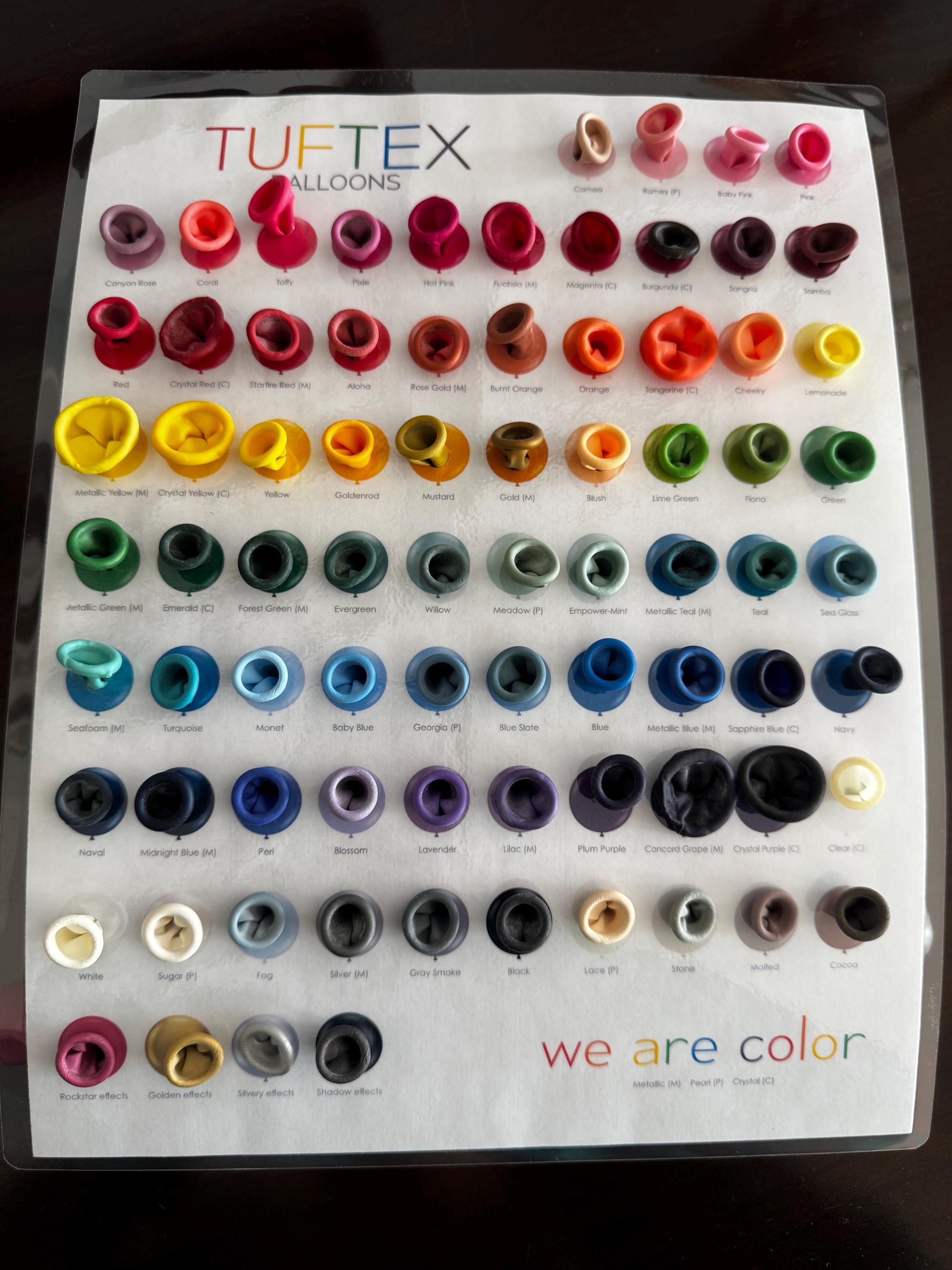 Tuftex Balloons Color Chart 2025 - Etsy