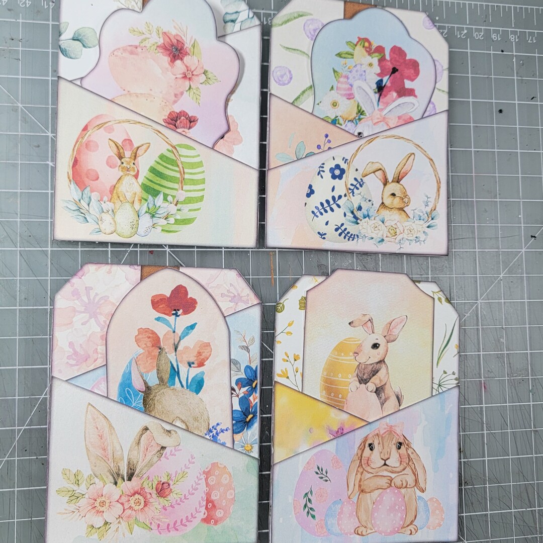 Easter Bunny Printable Junk Journal Pocket Tags, Digital Loaded Pockets ...