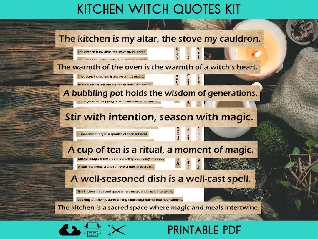Kitchen Witch Quotes Printable, Grimoire Quote Page, Witchy Junk ...