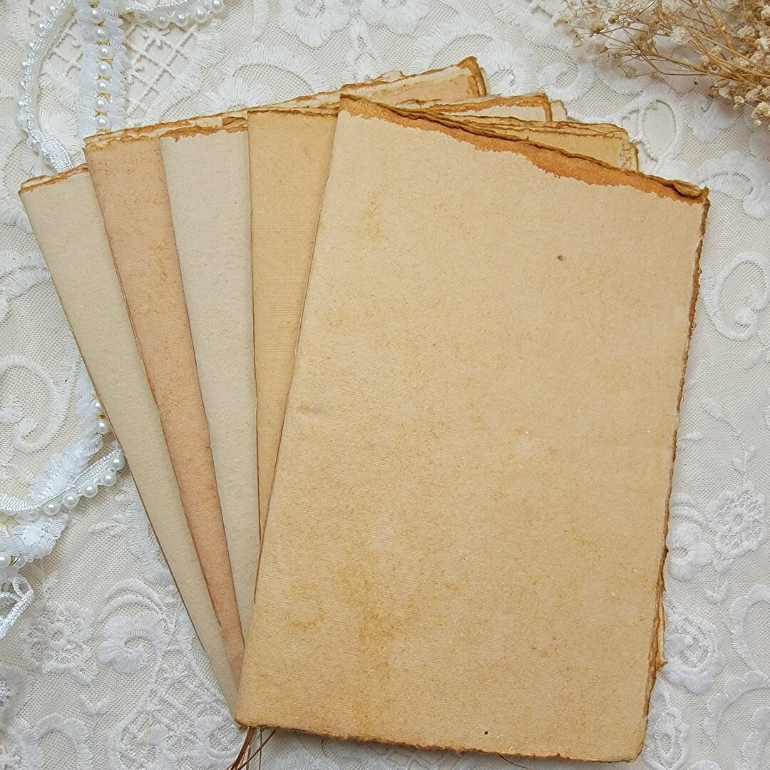 Vintage Handmade Paper Journal, Distressed Journal With Deckled Edges ...