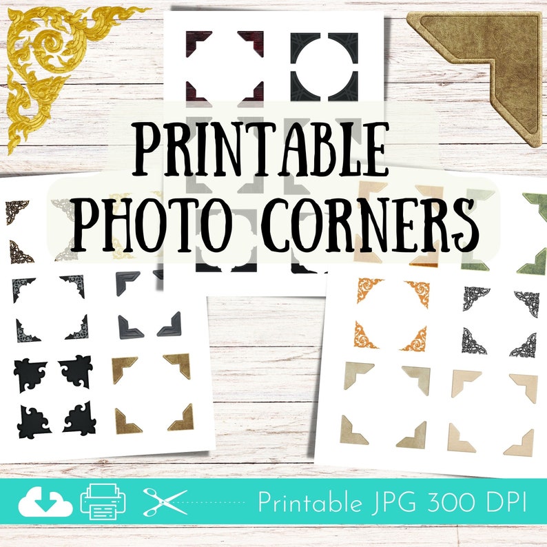Printable Photo Corners Kit for Scrapbooking, Junk Journal ...