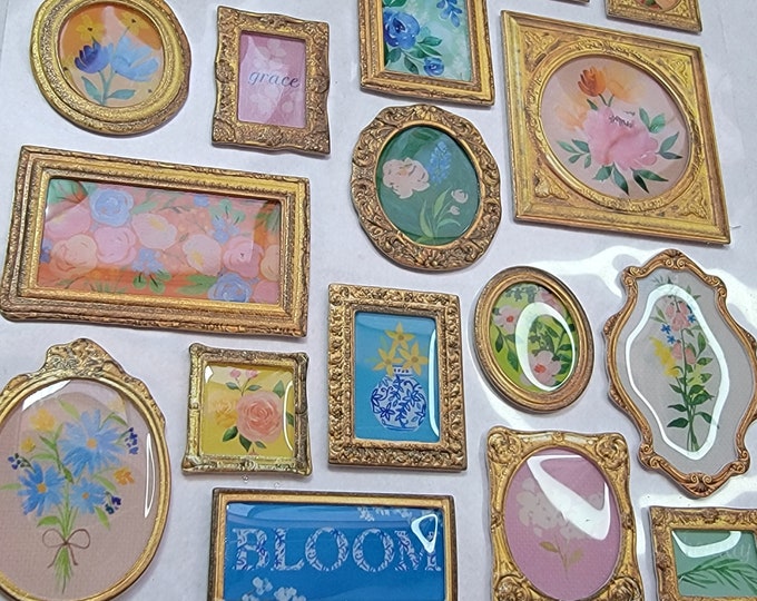 Vintage Frames Epoxy Stickers, Flowers Stickers Pack, Junk Journal ...
