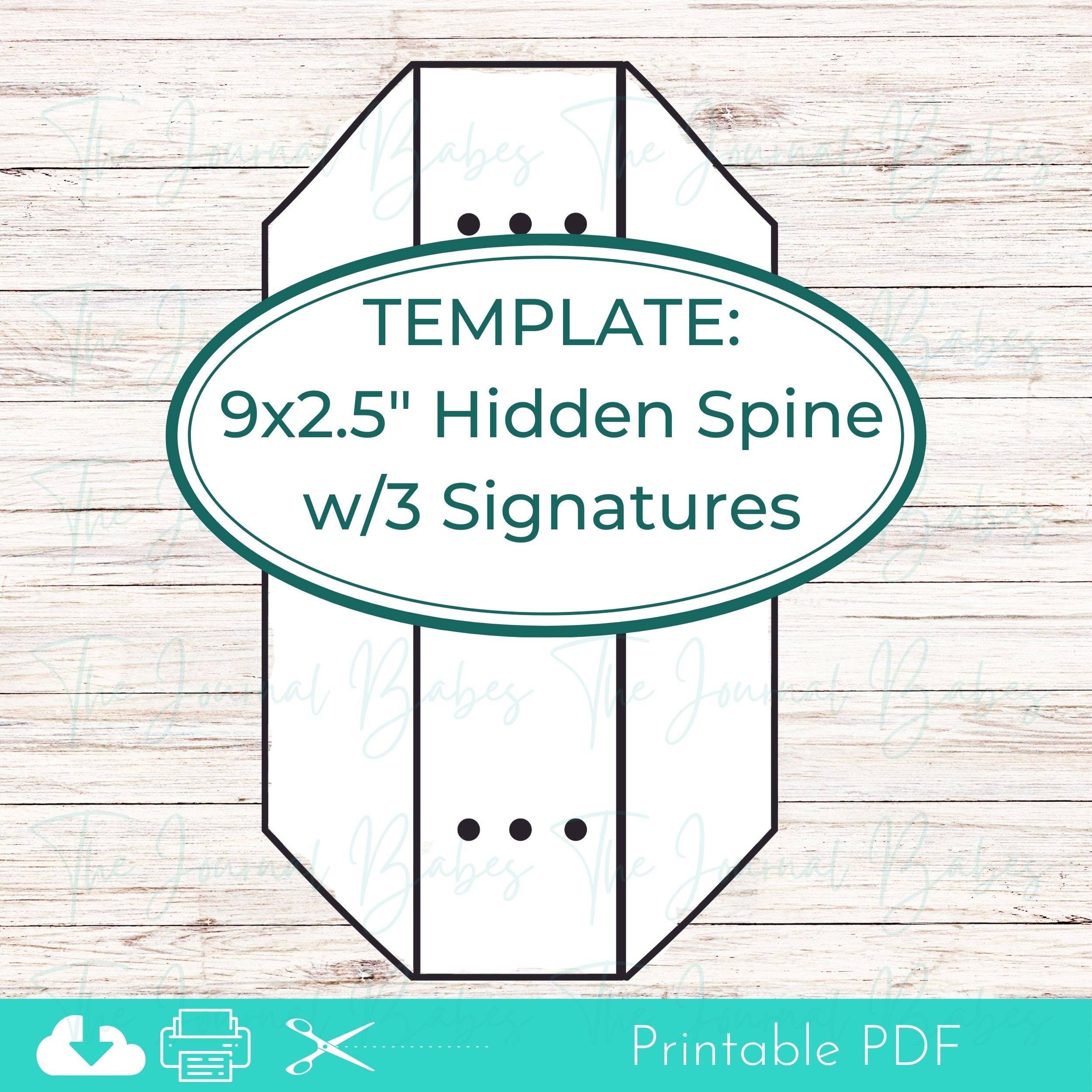 Printable Junk Journal Hidden Spine Template, 9x2.5 Inch Spine Template ...