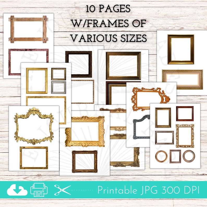 Frames Junk Journal Kit, Printable Photo Frames Pack, Digital ...