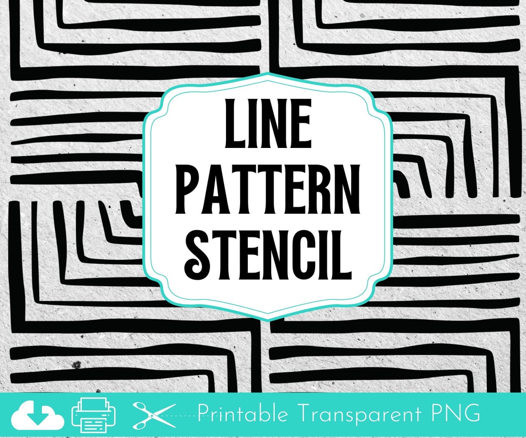 Lines Pattern Digital Stencil, Printable Mixed Media Art Stencil ...