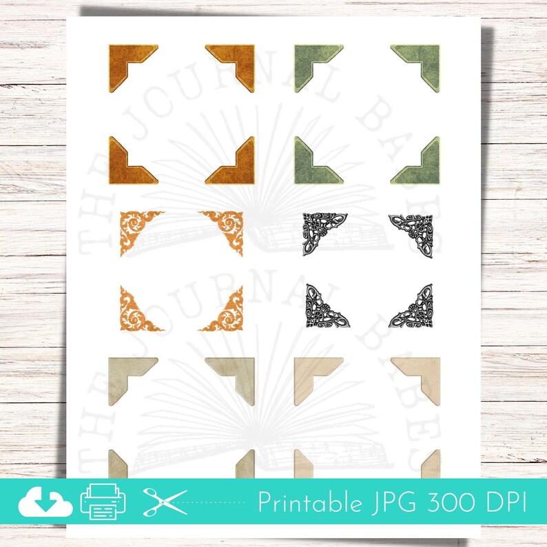 Printable Photo Corners Kit for Scrapbooking, Junk Journal ...