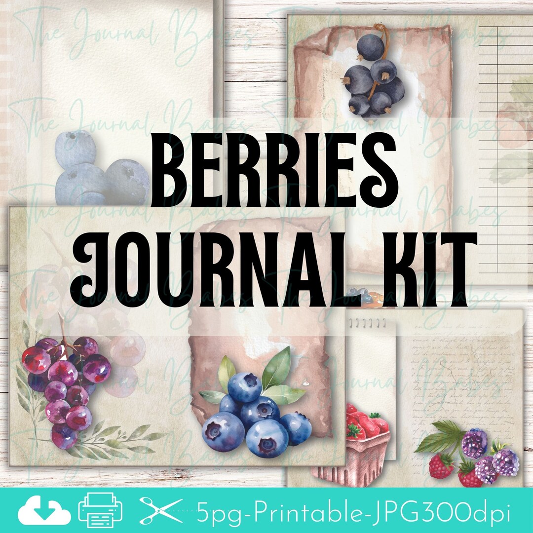 Berries Junk Journal Signatures Printable Kit, DIY Journal Papers - Etsy