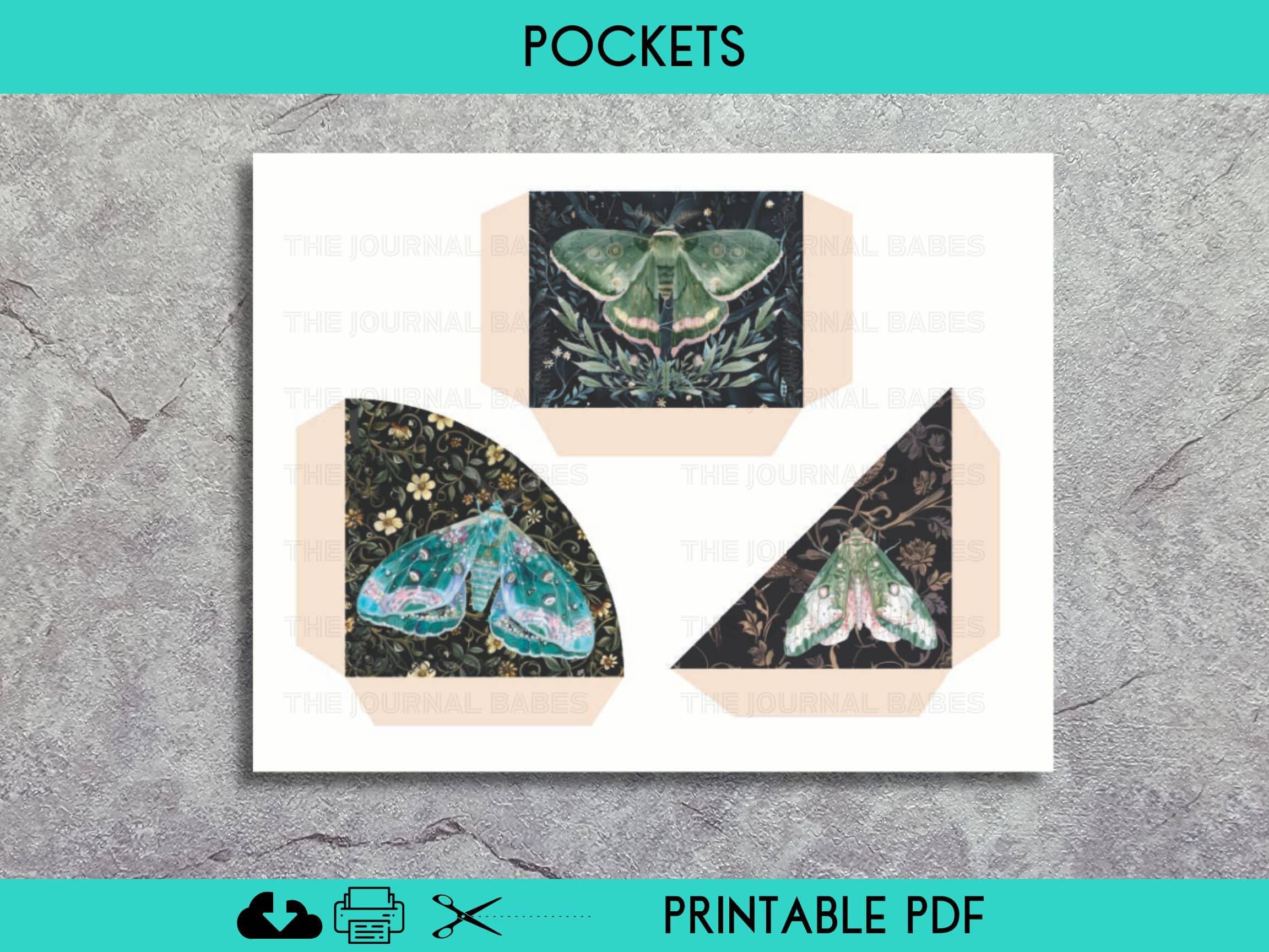 Magic Moth Ephemera Kit, Printable Moth Tags and Pockets, Witchy Junk ...