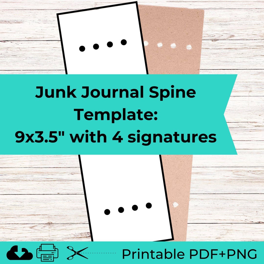 Junk Journal Printable Spine Template, 9x3.5 Inch Spine With 4 ...