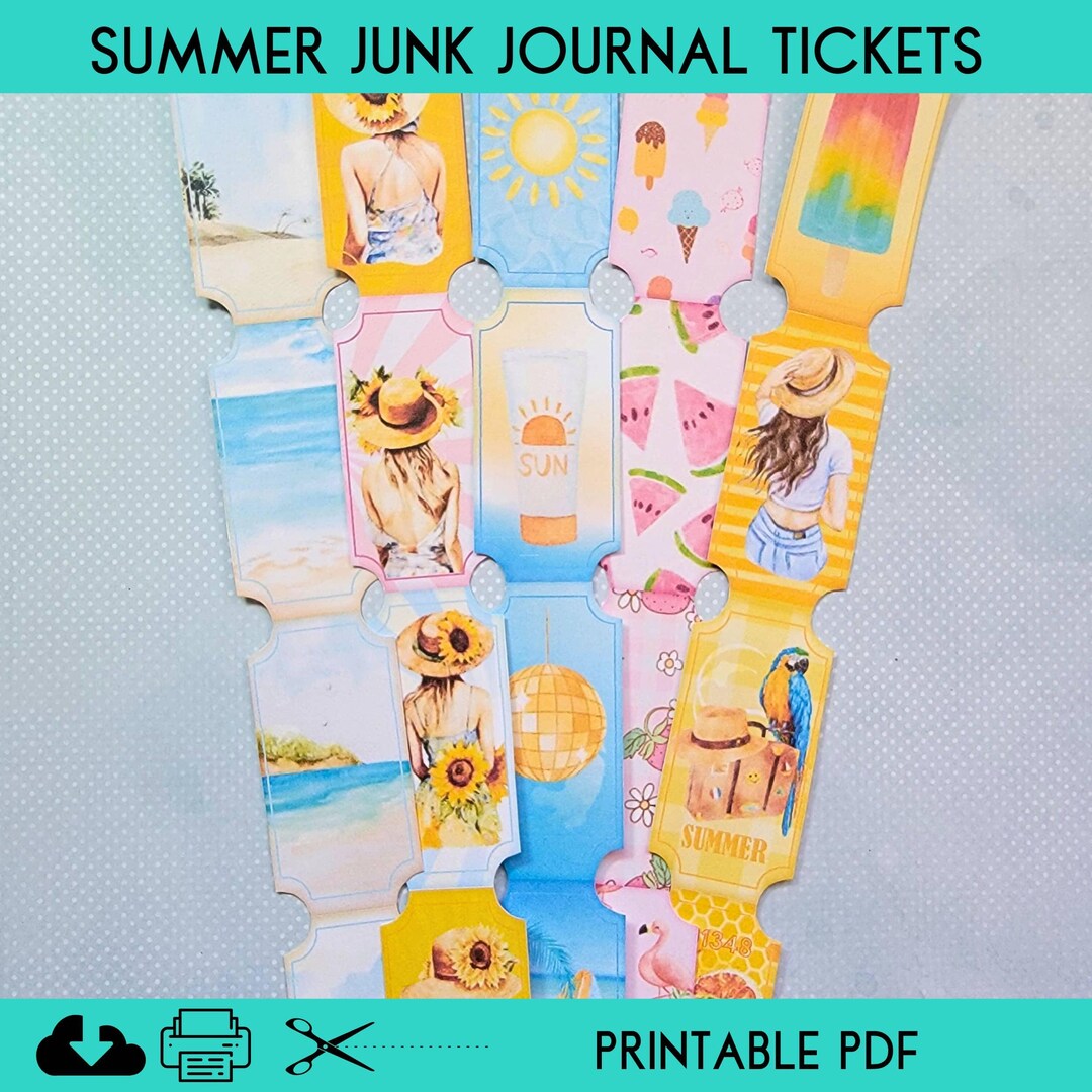 Printable Summer Ephemera Tickets, Vacation Junk Journal Embellishments ...