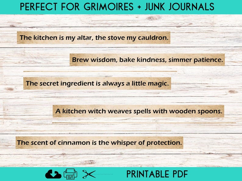 Kitchen Witch Quotes Printable, Grimoire Quote Page, Witchy Junk ...
