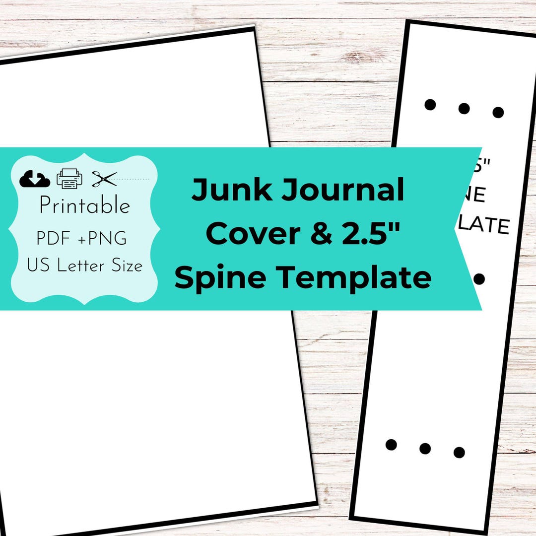 Junk Journal Printable Cover and Spine Template, 9x2.5 Inch Spine Punch ...