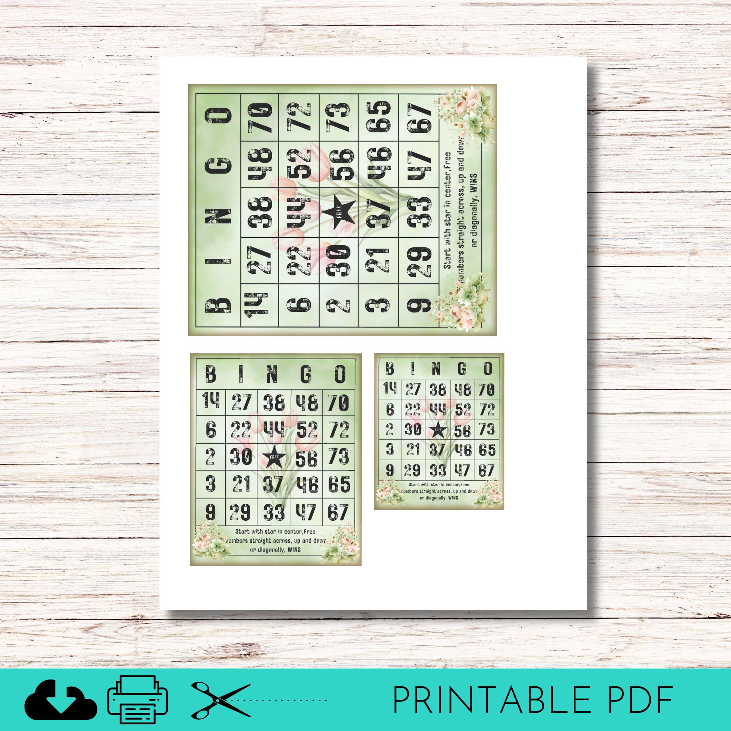 Printable Spring Green Bingo Cards for Junk Journals, Digital Junk ...