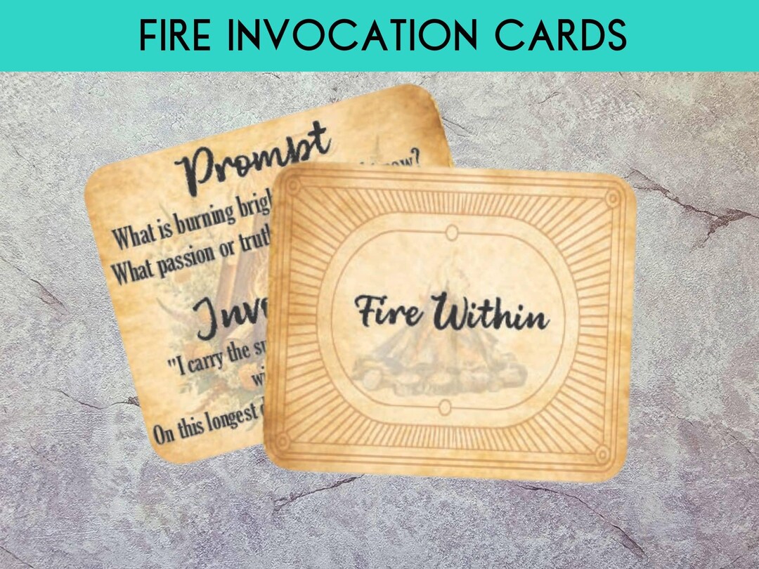 Litha Fire Invocation Cards, Midsummer Printable Prompts, Witchy ...