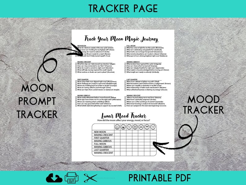 Moon Magic Prompt Cards, Printable Journal Prompts, Lunar Phase ...