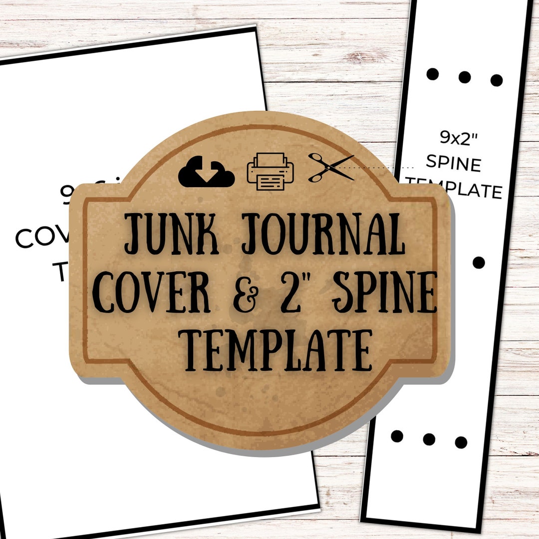 Printable 9x6 Inch Junk Journal Cover Template With 9x2 Inch Spine ...