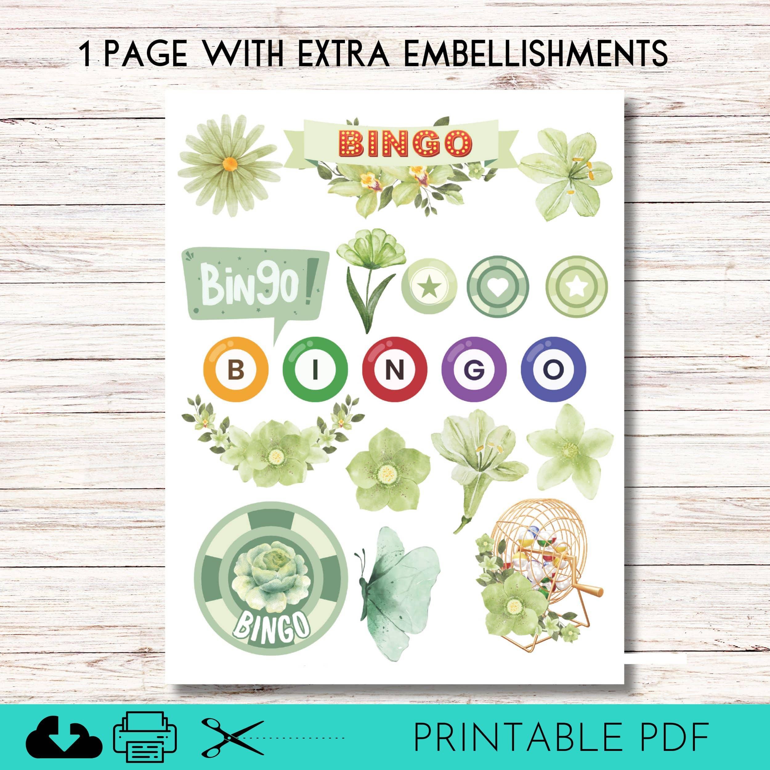 Printable Spring Green Bingo Cards for Junk Journals, Digital Junk ...